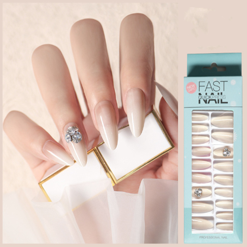 Falske negler Kunstige falske negler blanke Ingen lim nødvendig 24 stk ...