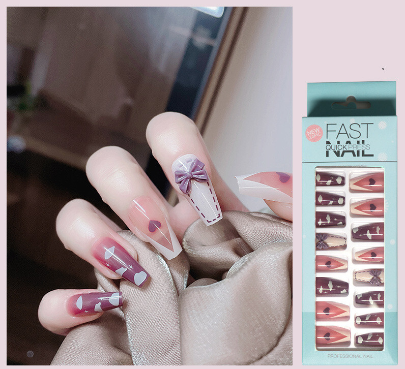 Press-On False Nails Gel Nails Ingen lim nødvendig 24-pak Flerfarget ...