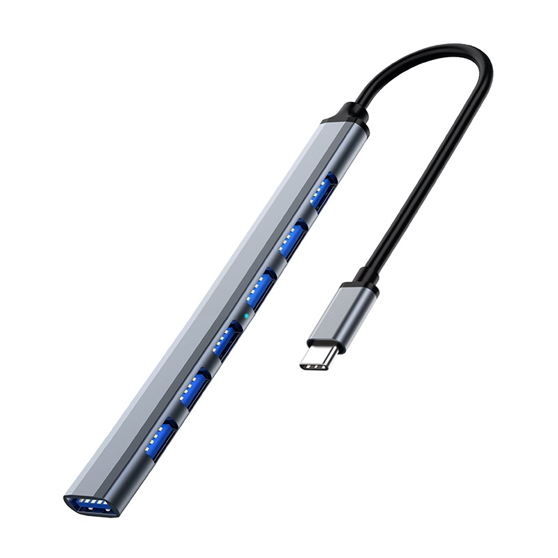 USB-hub USB-C3.1 til USB 2.0/3.0 med 7 porter Sølvgrå - Elkjøp | Elkjøp
