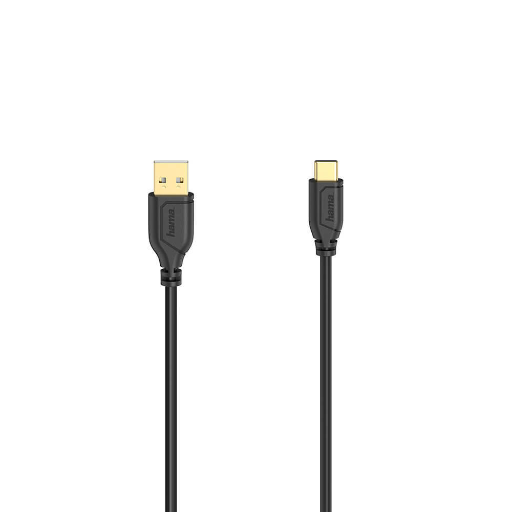 Kabel USB-C Flexi-Slim USB-A-USB-C Gull Svart 0,75m - Elkjøp | Elkjøp