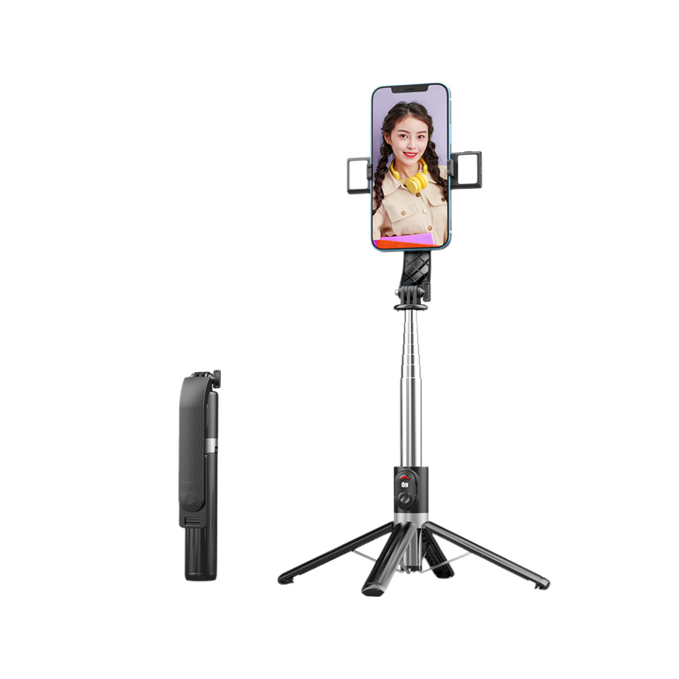 Justerbar selfiestang / stativ med LED-lys 140 cm Sort - Elkjøp | Elkjøp