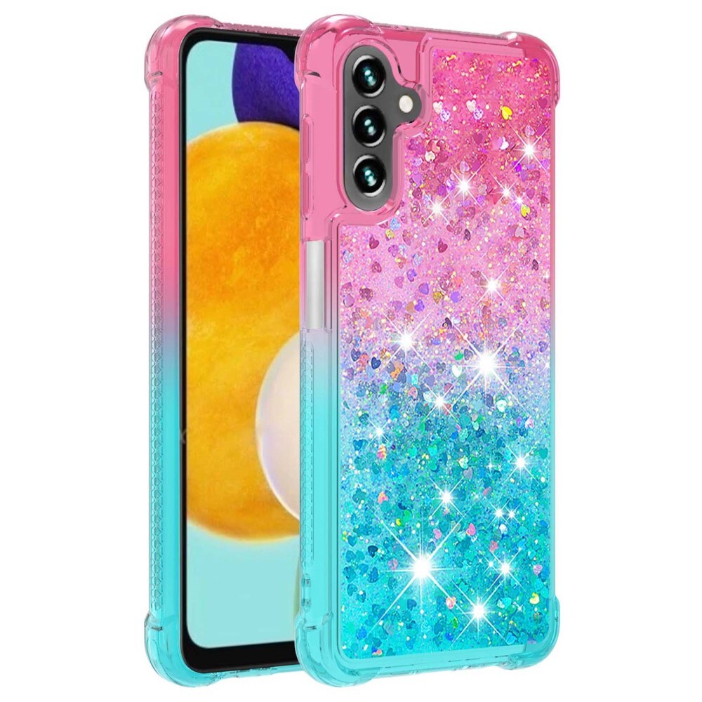 SKALO Samsung A54 5G Kvicksand Glitter Hjerter TPU Cover - Pink-Turkis ...