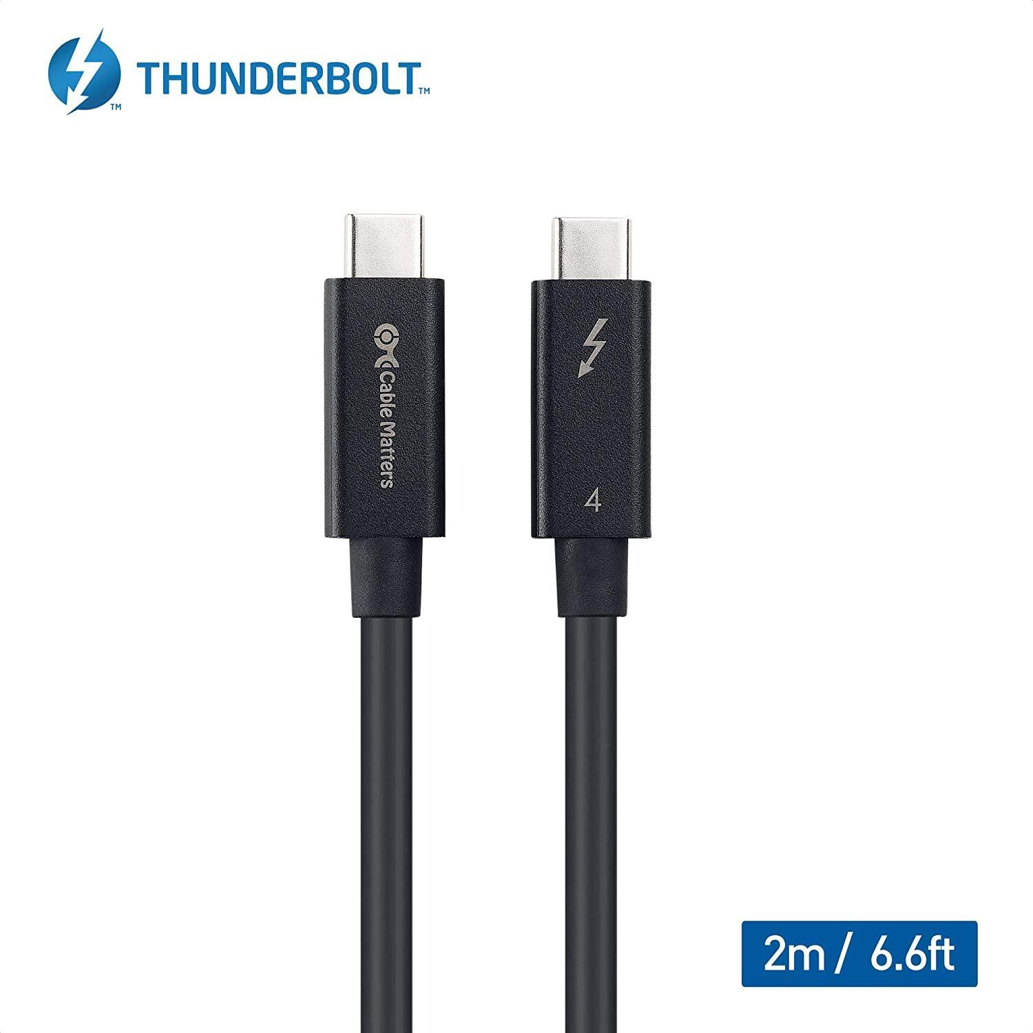 Cable Matters Intel Certified 2M Thunderbolt 4 USB C Aktiv kabel 40Gbps 100W Lading 8K Video ...