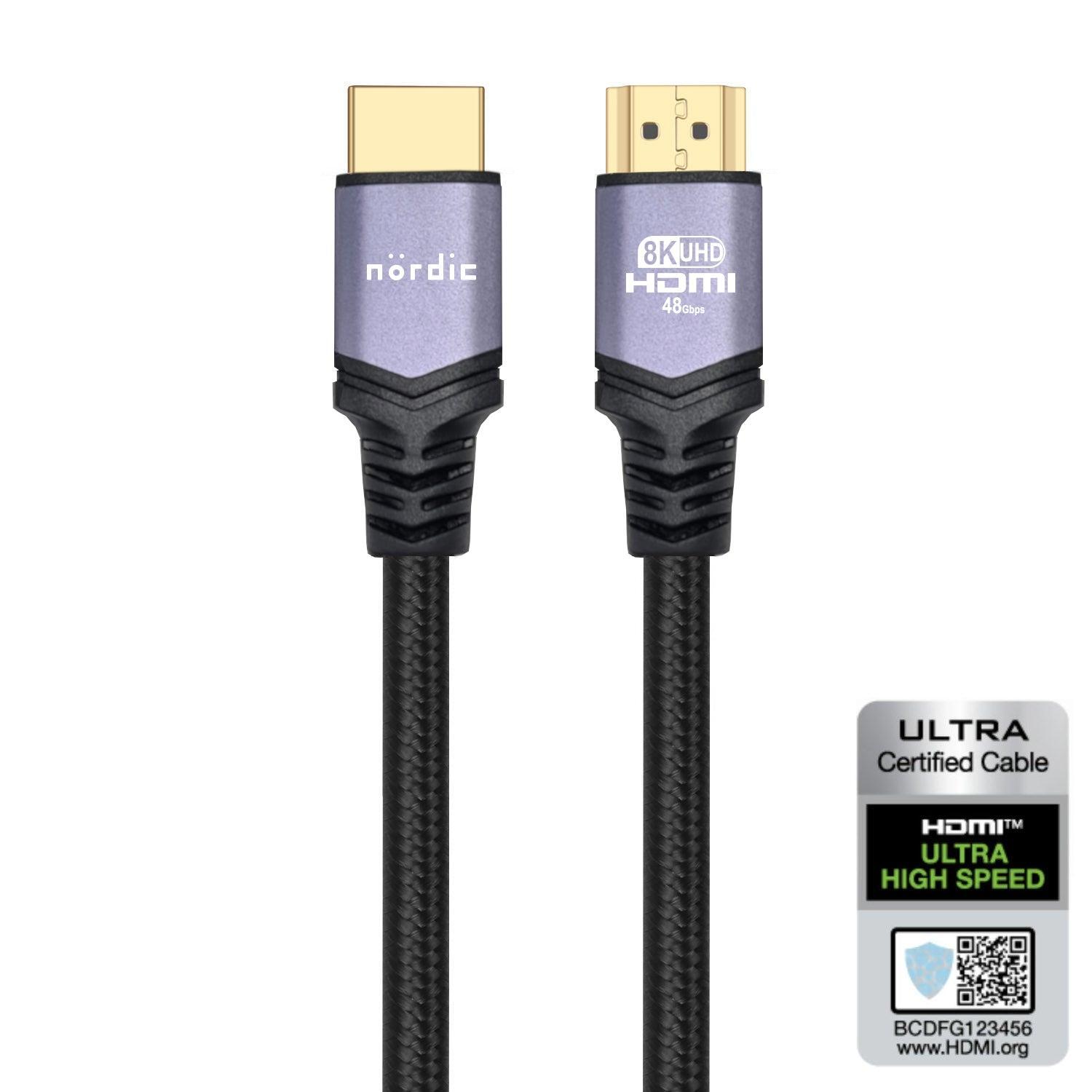 NÖRDIC CERTIFIED CABLES 1m Ultra High Speed HDMI 2.1 8K 60Hz 4K 120Hz ...