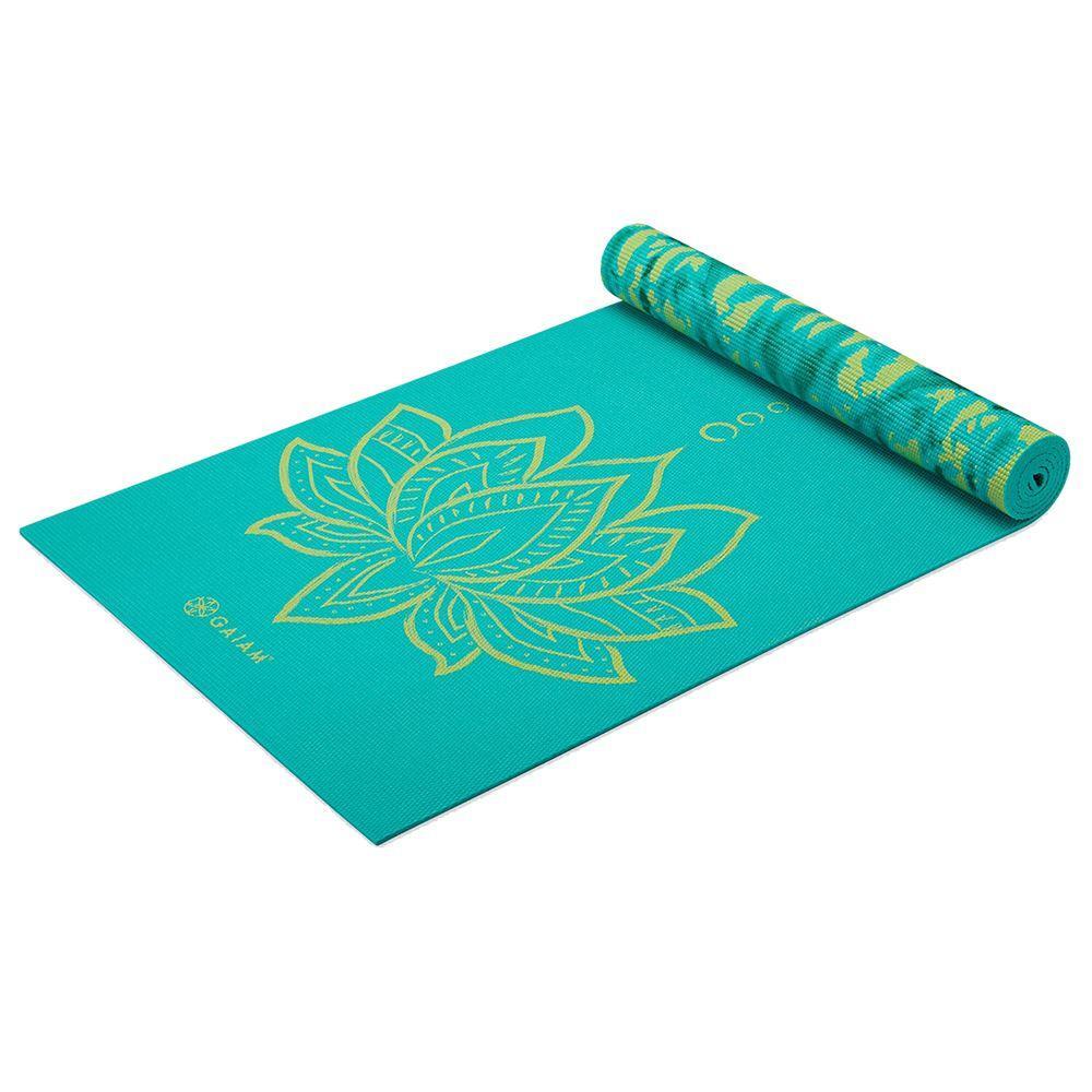 Gaiam Turquoise Lotus Yoga Mat 6mm Premium Reversible - Elkjøp | Elkjøp