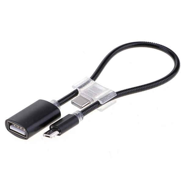 USB till MicroUSB + USB typ-C adapter Aluminium 20cm - Elgiganten ...