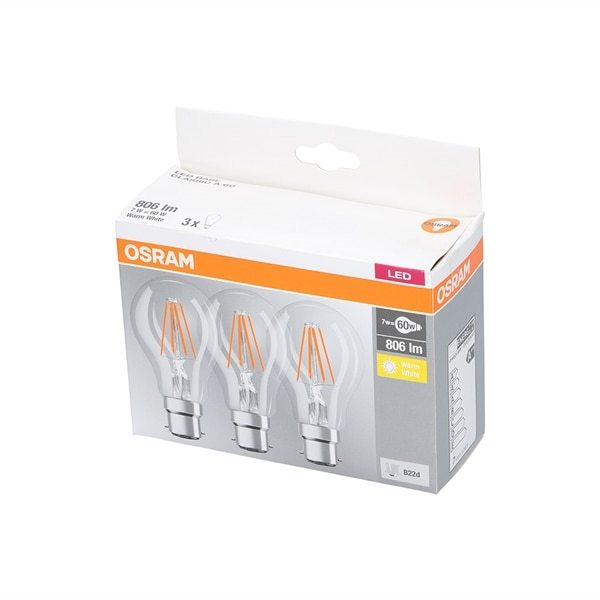 Osram LED B22d A60 7W 3-pack - Elgiganten - Elgiganten