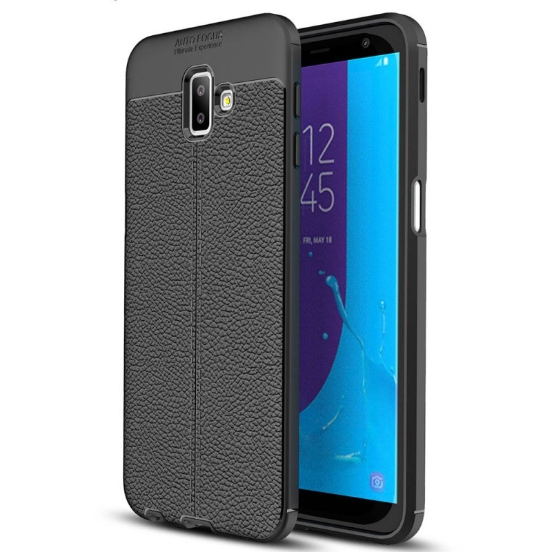 Läder mönstrat TPU skal Samsung Galaxy J6 Plus (SM-J610F) - Svart ...