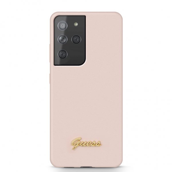 Guess Samsung Galaxy S21 Ultra Kuori Metal Logo Vaaleanpunainen ...