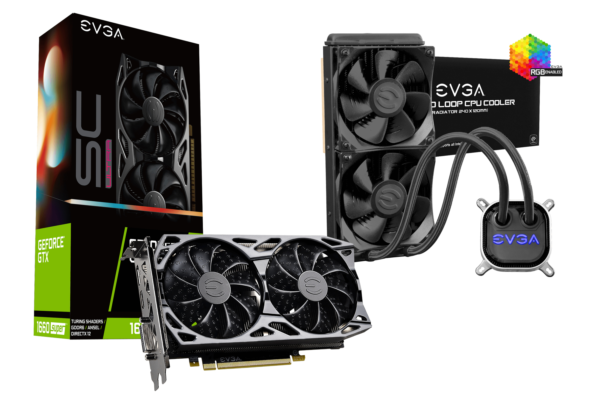 EVGA GF GTX 1660 SUPER SC ULTRA GAMING + CLC 240 LIQUID CPU Cooler BU ...