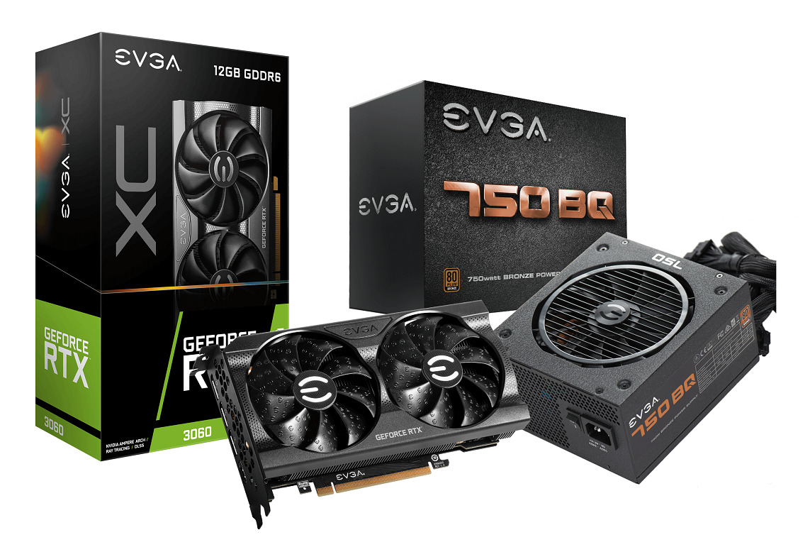 EVGA GeForce RTX 3060 XC GAMING + PSU EVGA 750W BQ Hybrid Modular ...