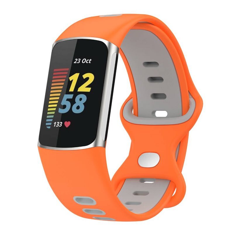 Twin Sport Armband Fitbit Charge 5 - Orange/grå | Elgiganten | Elgiganten