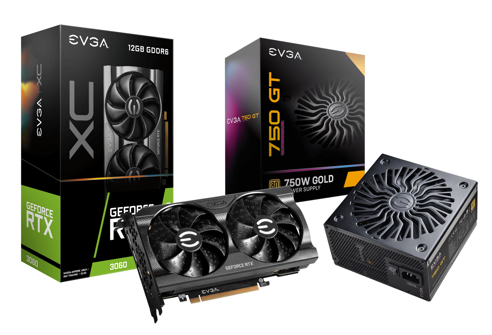 EVGA GeForce RTX 3060 XC GAMING + PSU EVGA GT 750W 80+ Gold BU ...