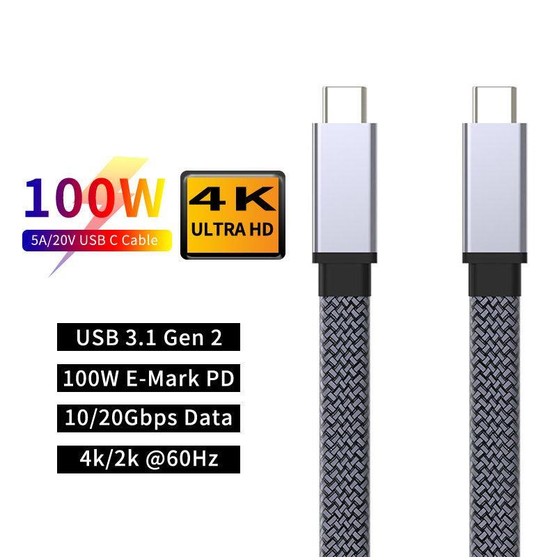 NÖRDIC 20cm Platt USB3.2 Gen2 SuperSpeed USB 10Gbps USB-C till C ...