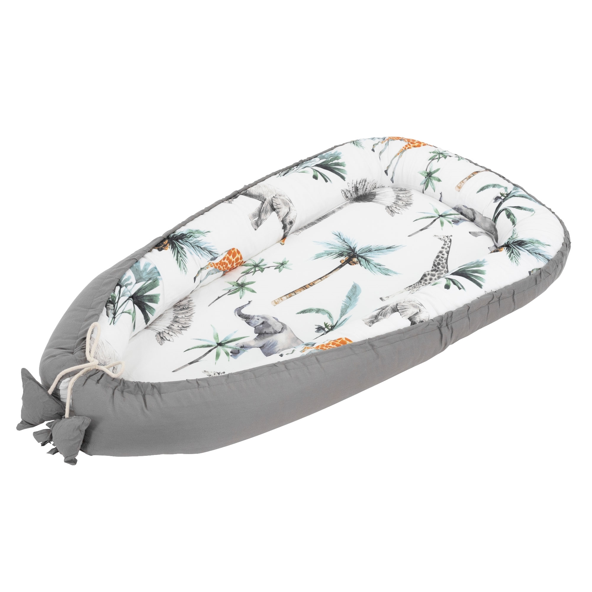 Joyz Babynest, Safari, Mörkgrå, 90x50cm, Bomull, dubbelsidig ...