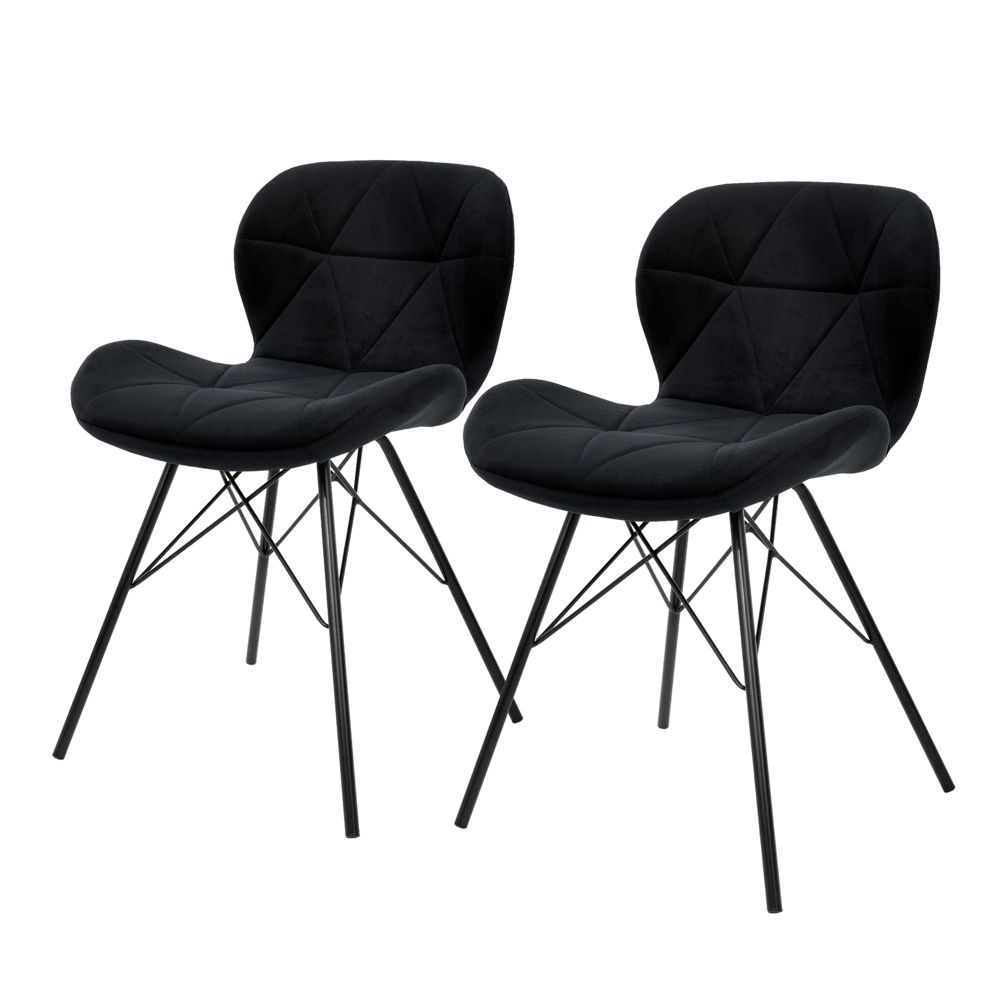 2 stk. spisebordsstole med sort fløjl og metalben | Elgiganten | Elgiganten