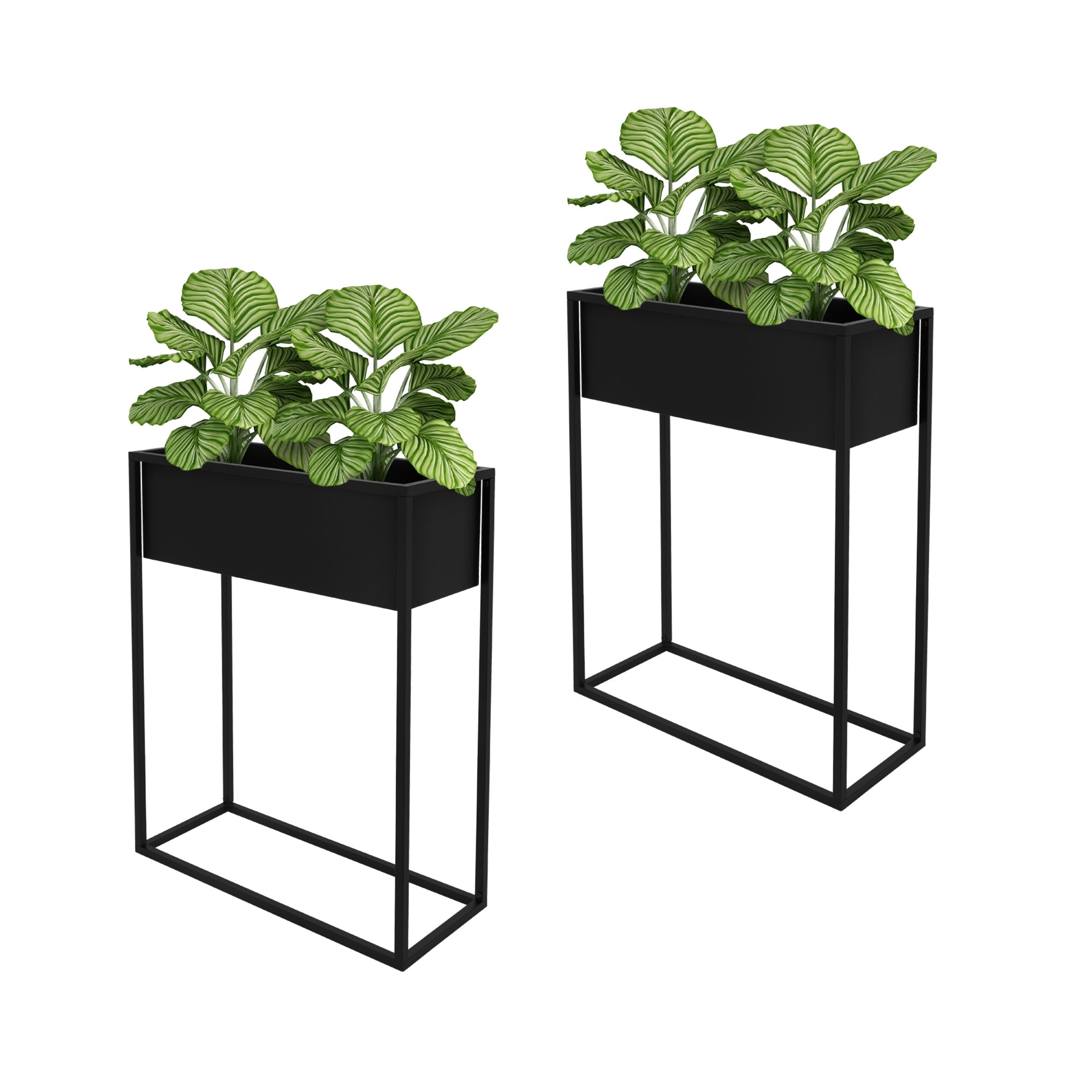 Kukkateline 60x25x78 cm mustaa metallia ML design - Gigantti verkkokauppa