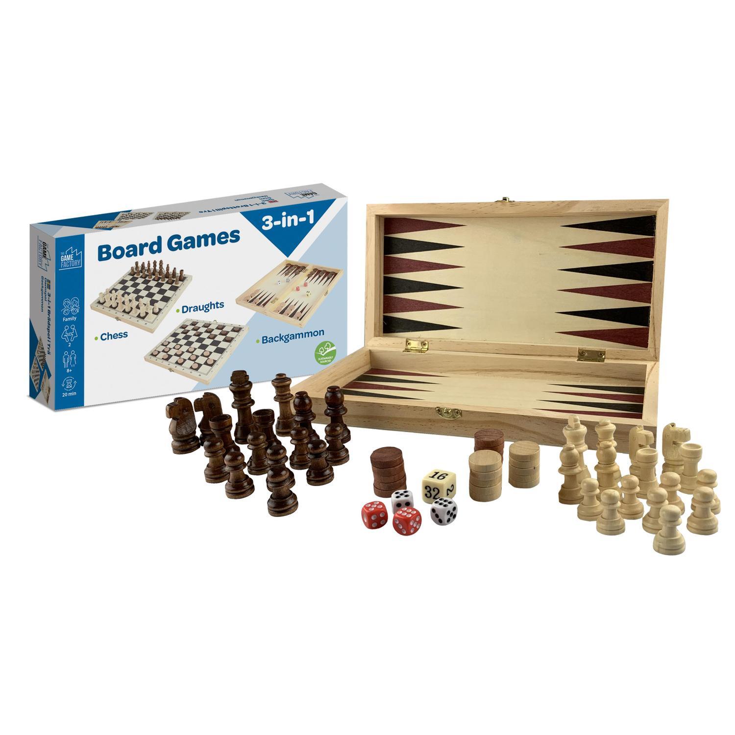 The Game Factory Wooden 3-in-1 Game - Elgiganten - Elgiganten