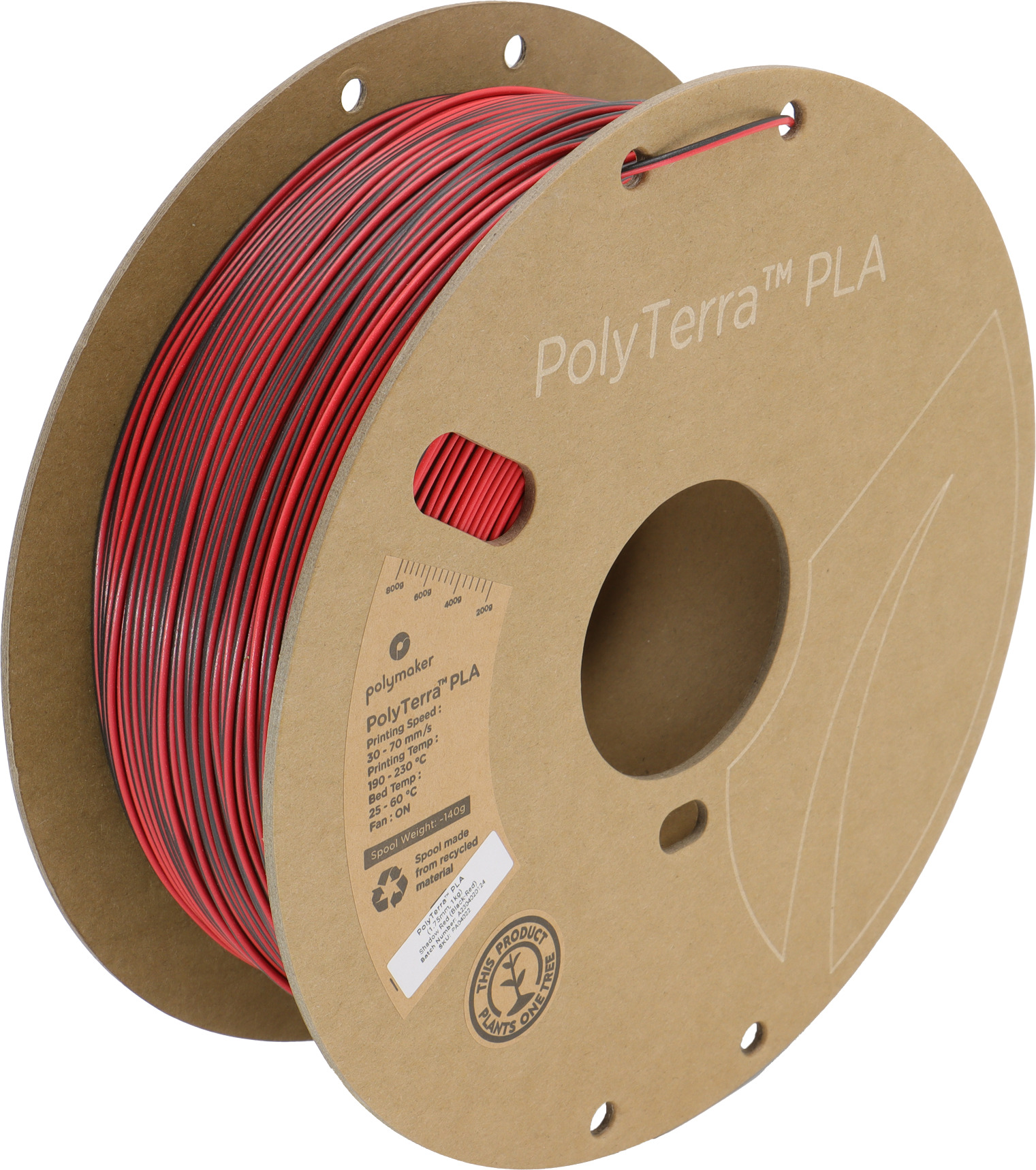 Polymaker - PolyTerra PLA Dual - Shadow Red (Black-Red) - 1.75mm - 1kg ...