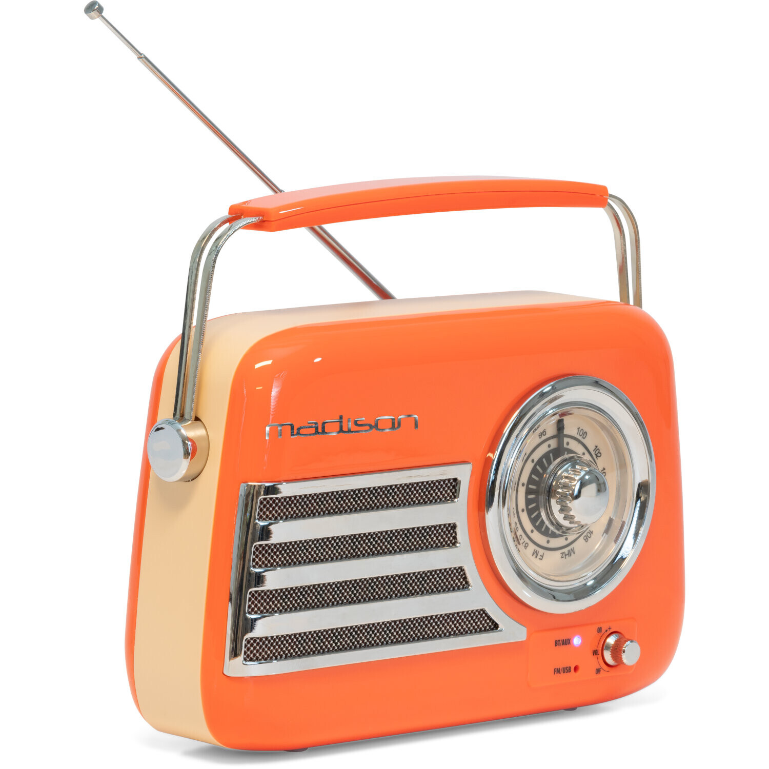 Madison Retro Radio med Bluetooth og FM (oransje) - Elkjøp | Elkjøp