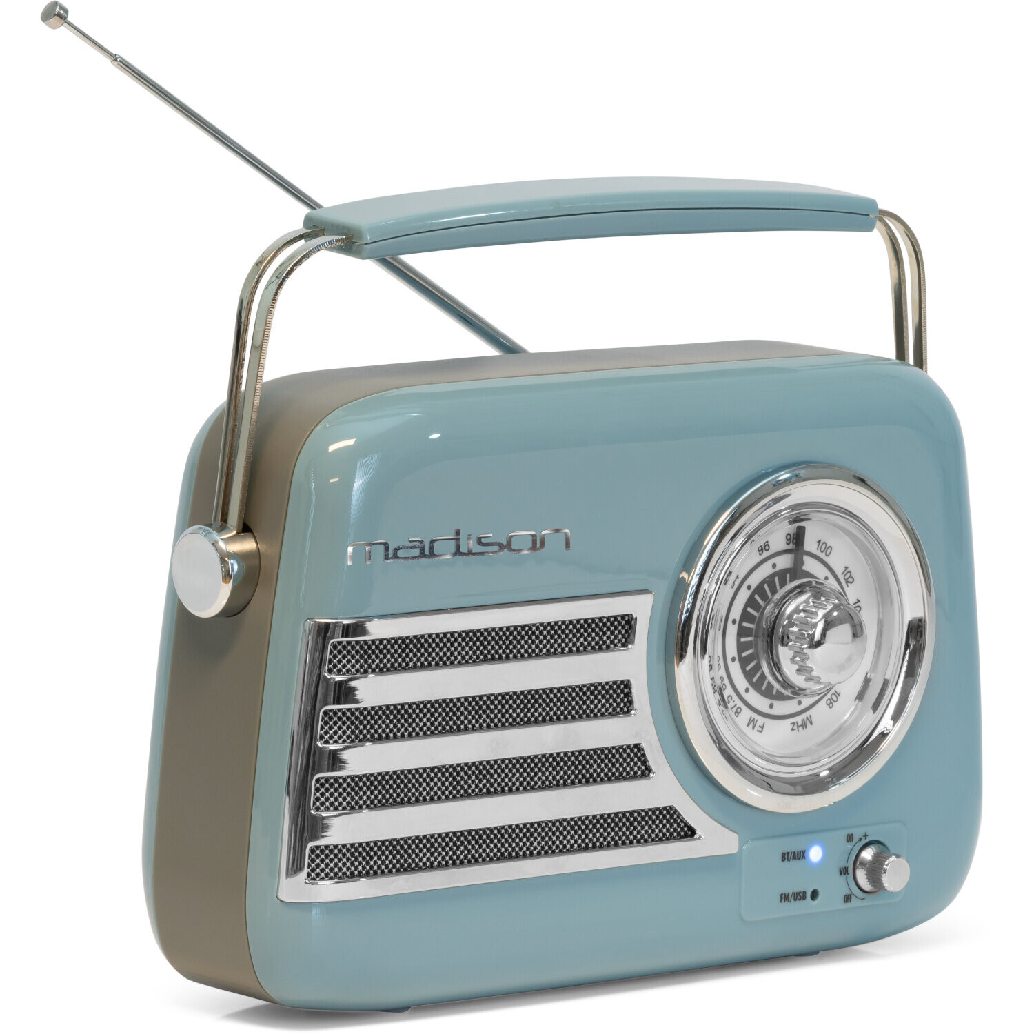 Madison Retro Radio med Bluetooth och FM (blå) - Elgiganten - Elgiganten