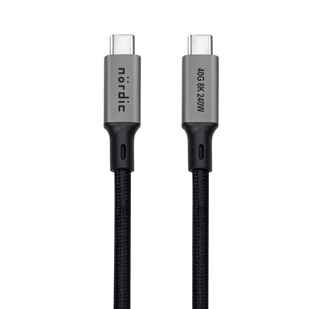 NÖRDIC 50cm USB4 USB-C till C nylonflätad kabel PD3.1 240W 40G 8K60Hz ...