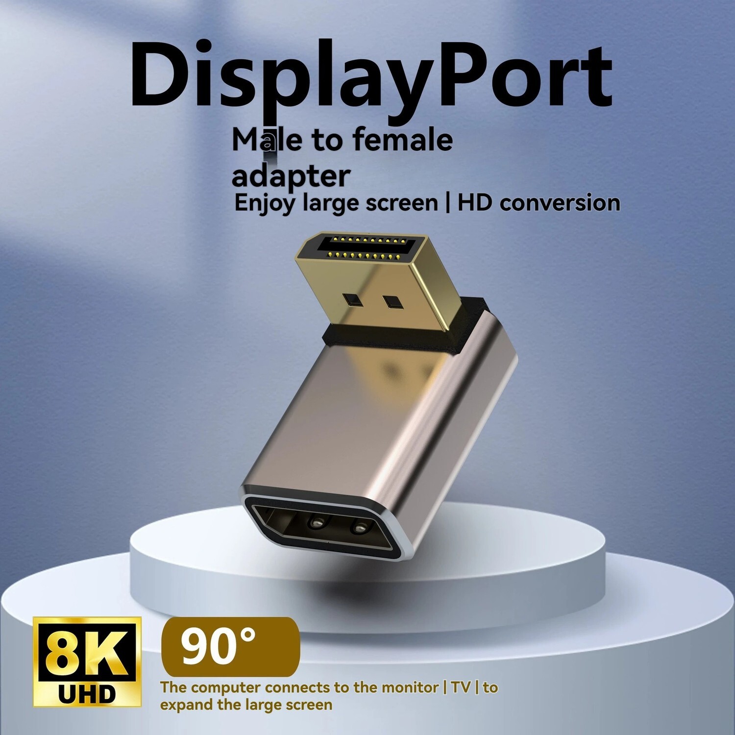 NÖRDIC Displayport-adapter hane till hona 8K60Hz 4K144/120/60Hz ...