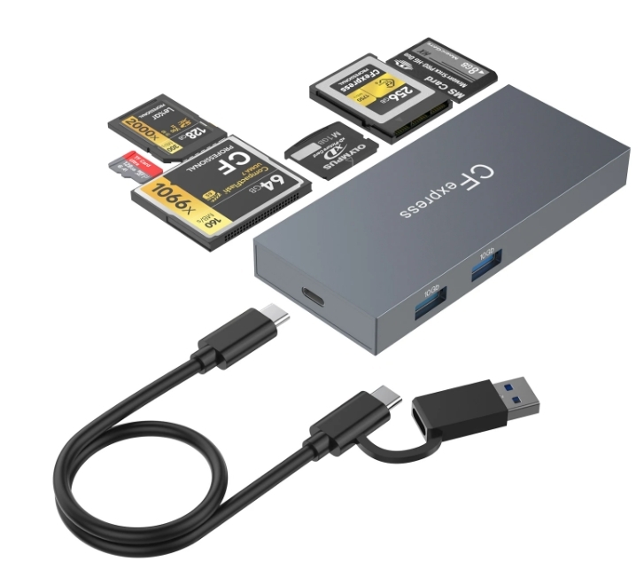 NÖRDIC USB-A 3.0, USB-C-kortleser 6 spor CFExpress B, CF, SD, MicroSD ...