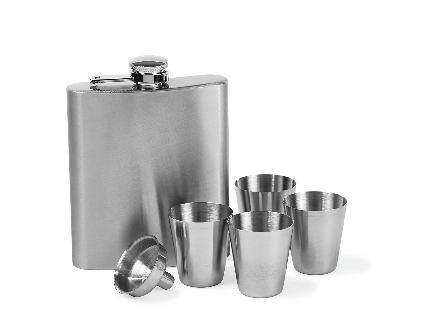 Hip flask with 4 cups 200 ml Steel - Gigantti verkkokauppa
