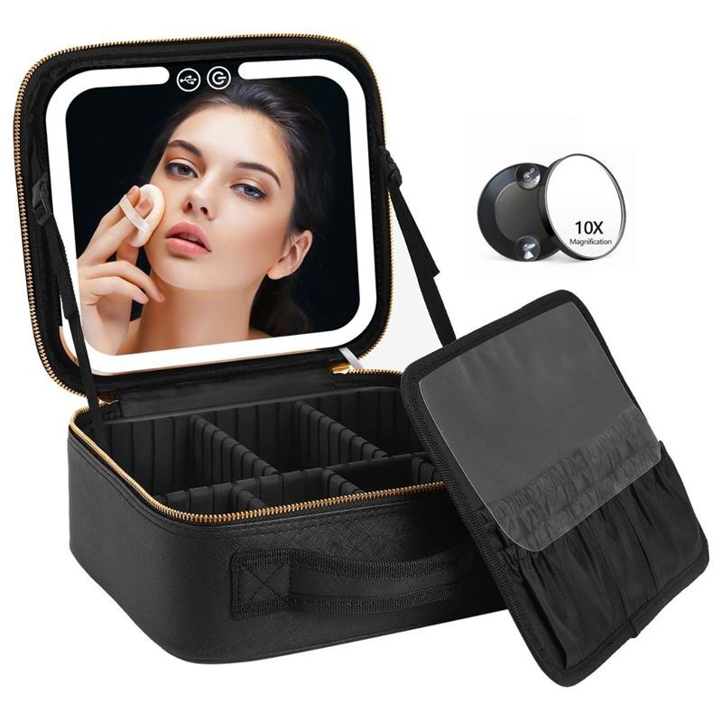 UNIQ Makeup Rejsetaske med LED-lysspejl – Kosmetiktaske til al din ...