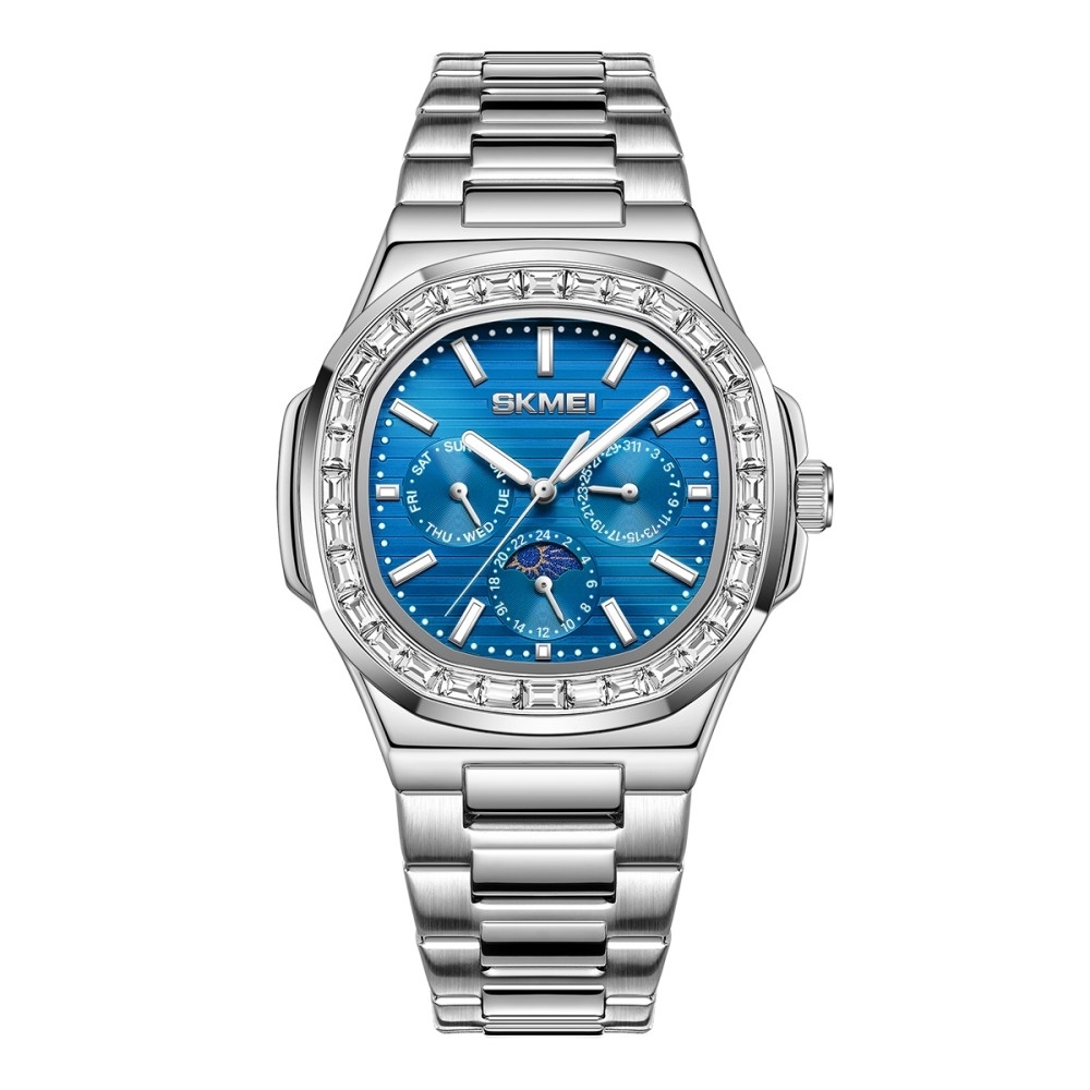SKMEI Watch Business Men Quartz Watch Zircon mote armbåndsur - sølv+blå ...