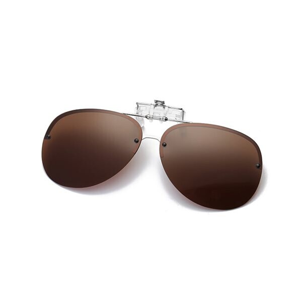 Pilot-solbriller med clip-on, UV400-beskyttelse og brunt glas ...