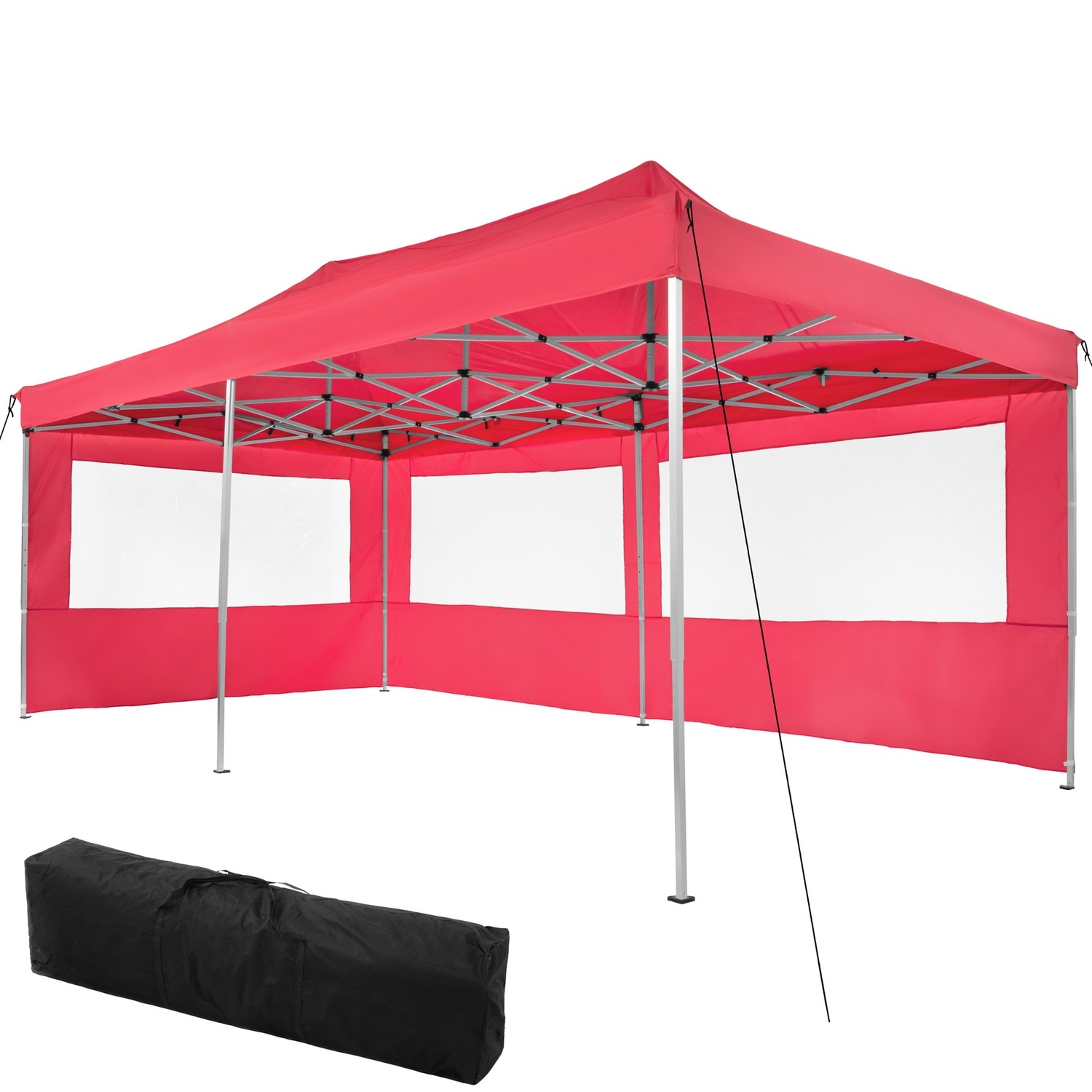 Partytelt, paviljong Viola 3x6 m med 2 vegger - rød - Elkjøp | Elkjøp