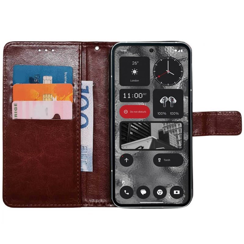 Wallet cover 3-kort Nothing Phone (2) - Brun | Elgiganten | Elgiganten