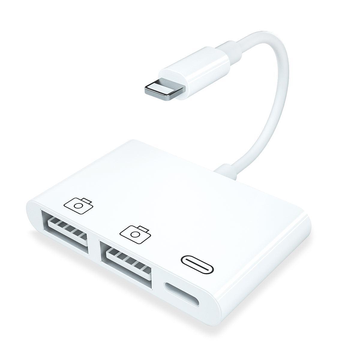 NÖRDIC Lightning Adapter 1 til 3 Ports 2xUSB A Port og 1x Lightning ...