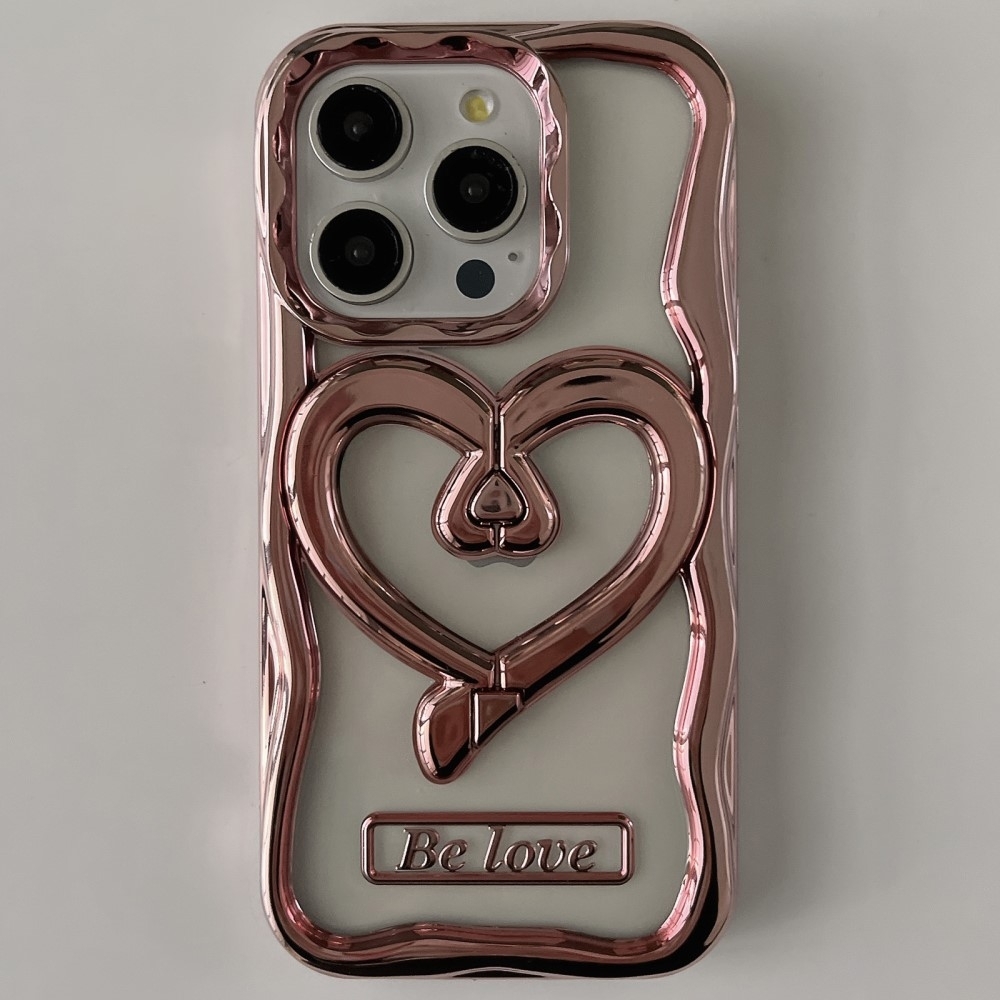 iPhone 15 Pro Max Kotelo Love Heart Kickstand TPU Sähkökullattu ...
