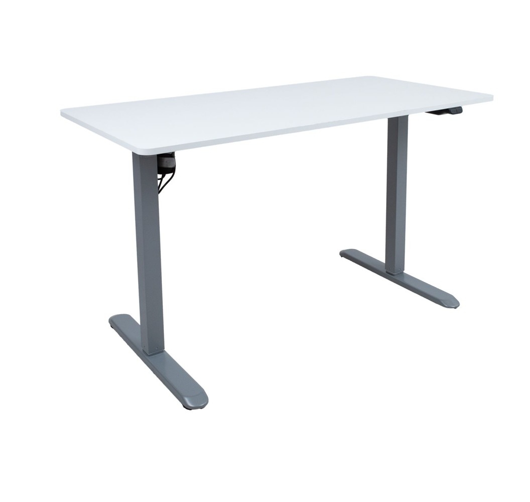Skrivebord ERGO LIGHT med 1 motor 120x60cm, sølvgrå/hvid | Elgiganten ...