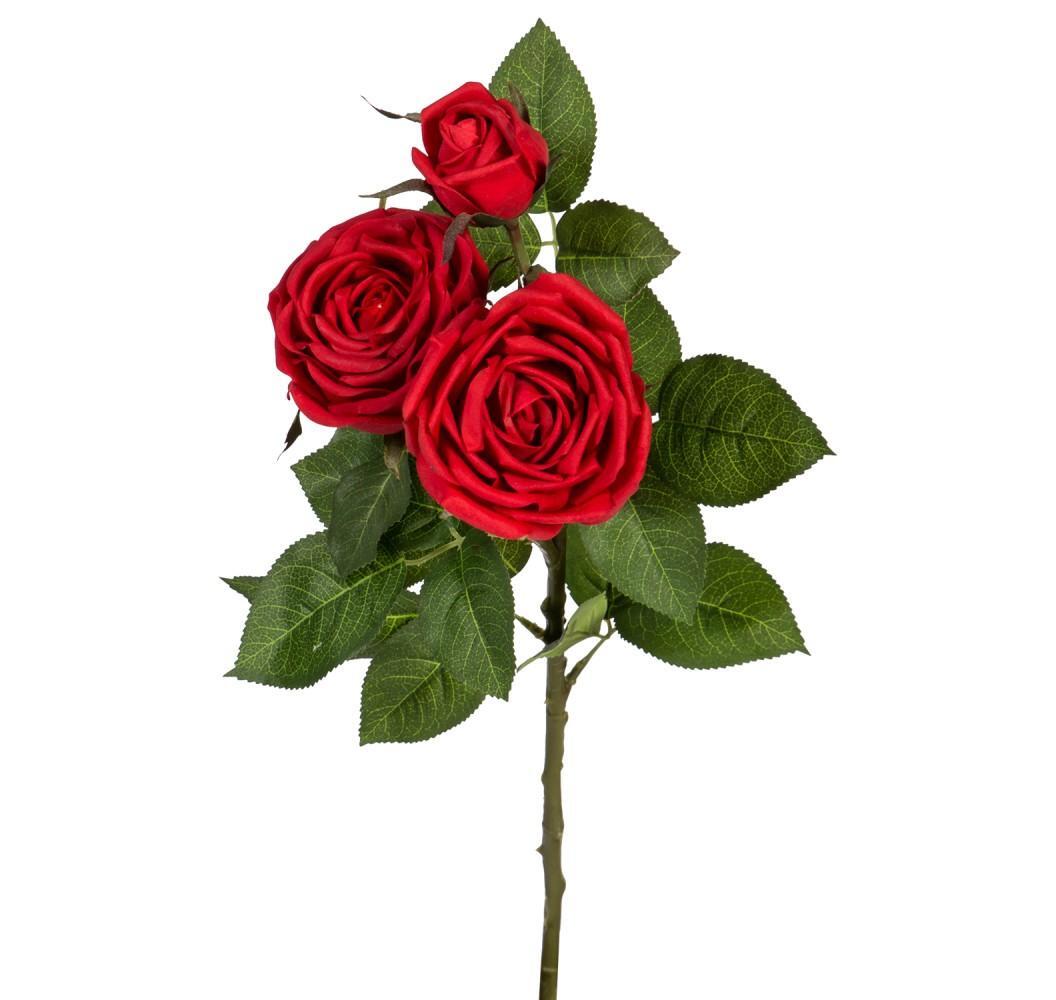 Konstgjord blomma ROSE, 3 grenar, H70cm, röd - Elgiganten - Elgiganten