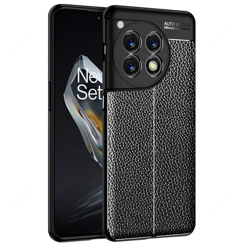 Läder mönstrat TPU skal OnePlus 12 - Svart - Elgiganten - Elgiganten