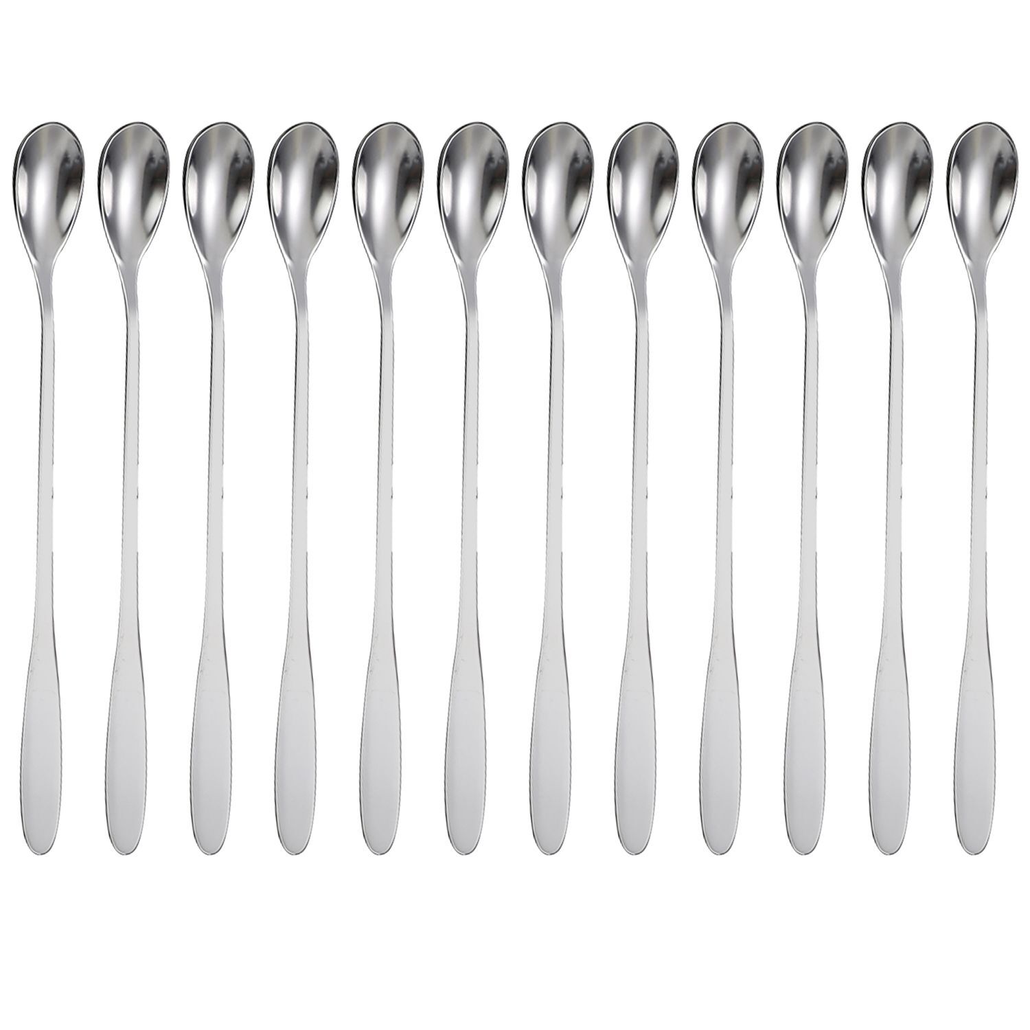 Ske-sæt med 12 lange skeer i rustfrit stål (sølv) | Elgiganten | Elgiganten