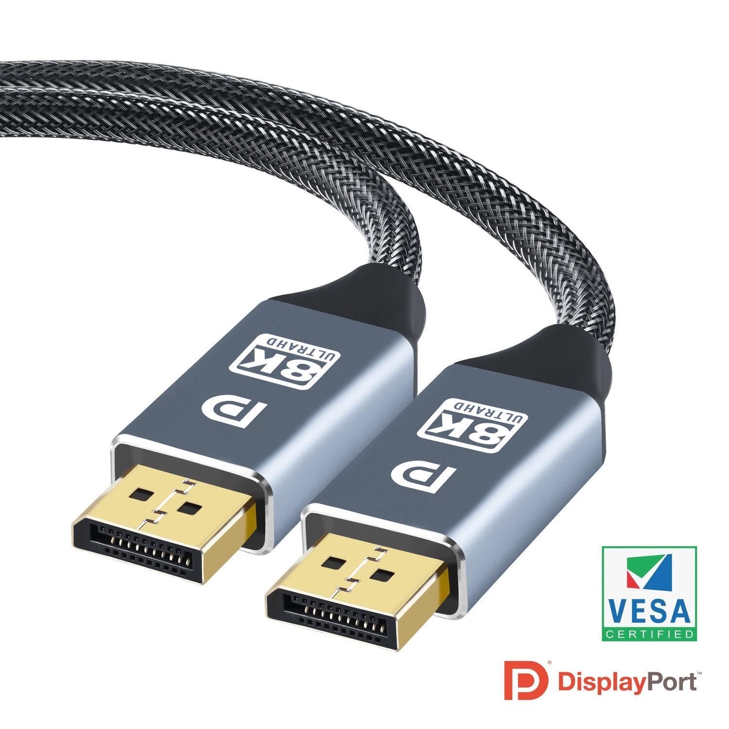 NÖRDIC-SERTIFIOIDUT KAAPELIT 1 m nylon punottu Displayportkabel 1,4 UHD ...