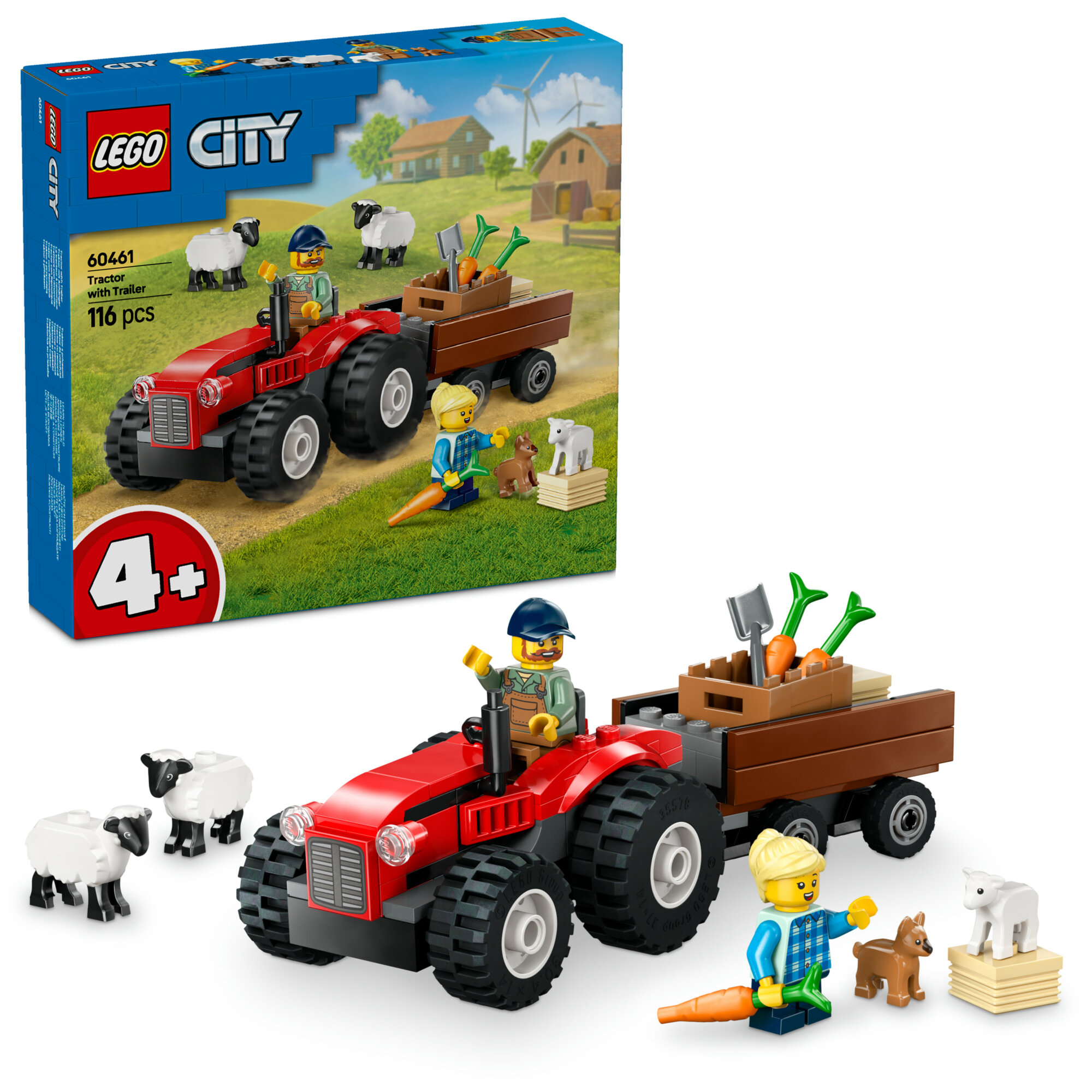 LEGO City Röd jordbrukstraktor med släp och får 60461 - Elgiganten ...
