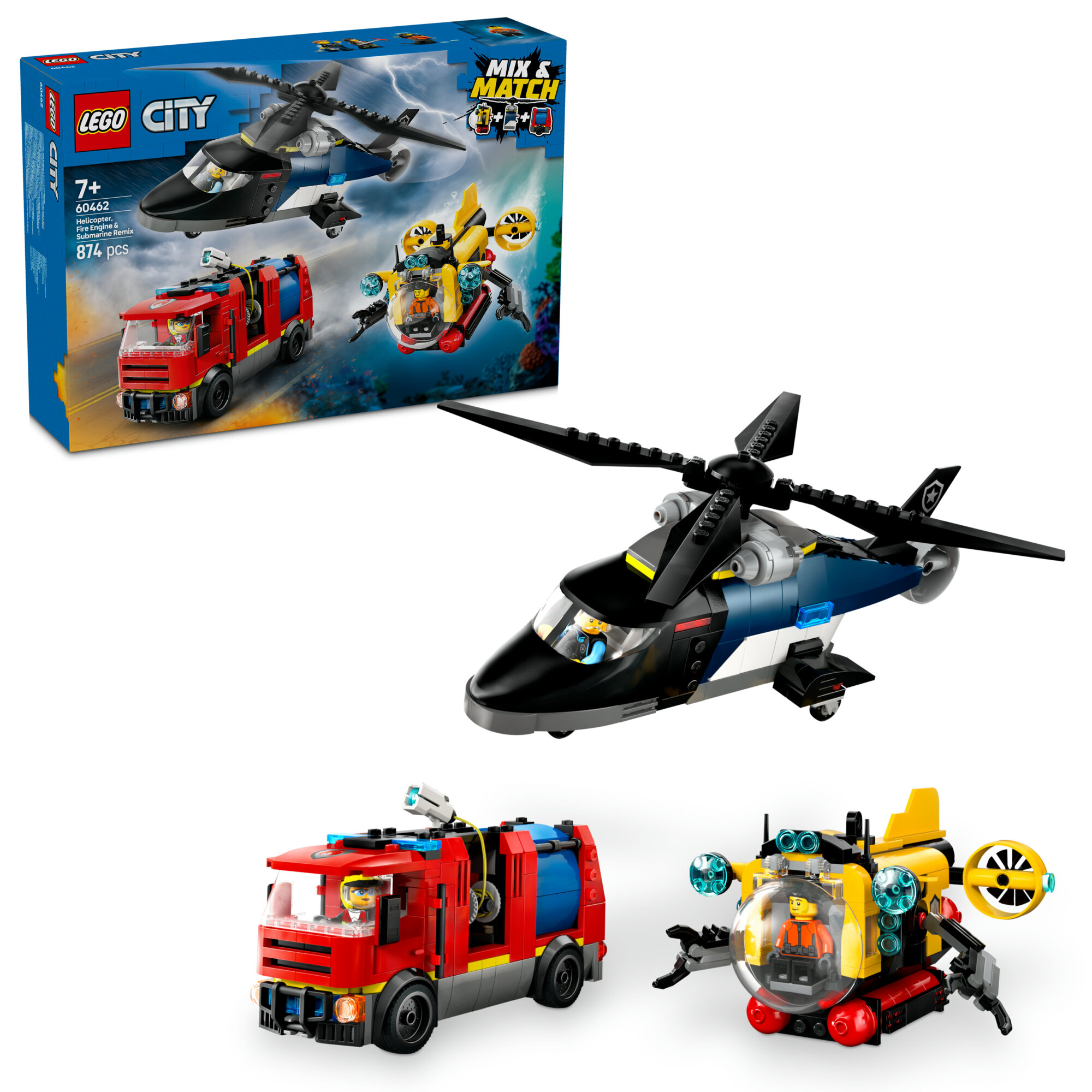 LEGO City Pakke med helikopter, brannbil og ubåt 60462 - Elkjøp | Elkjøp