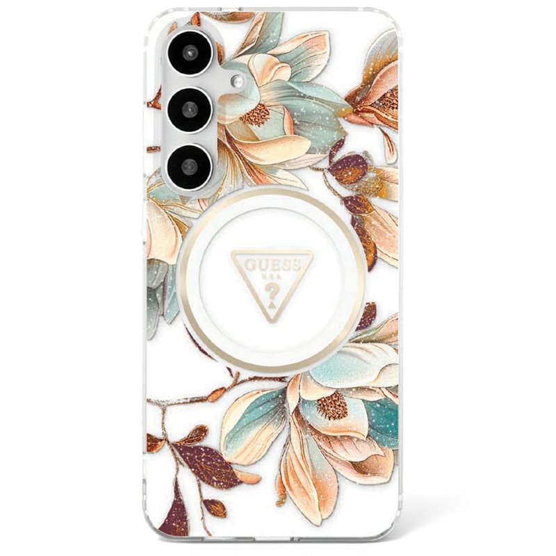 Guess Glitter Flower MagSafe skal Samsung Galaxy S25 - White ...