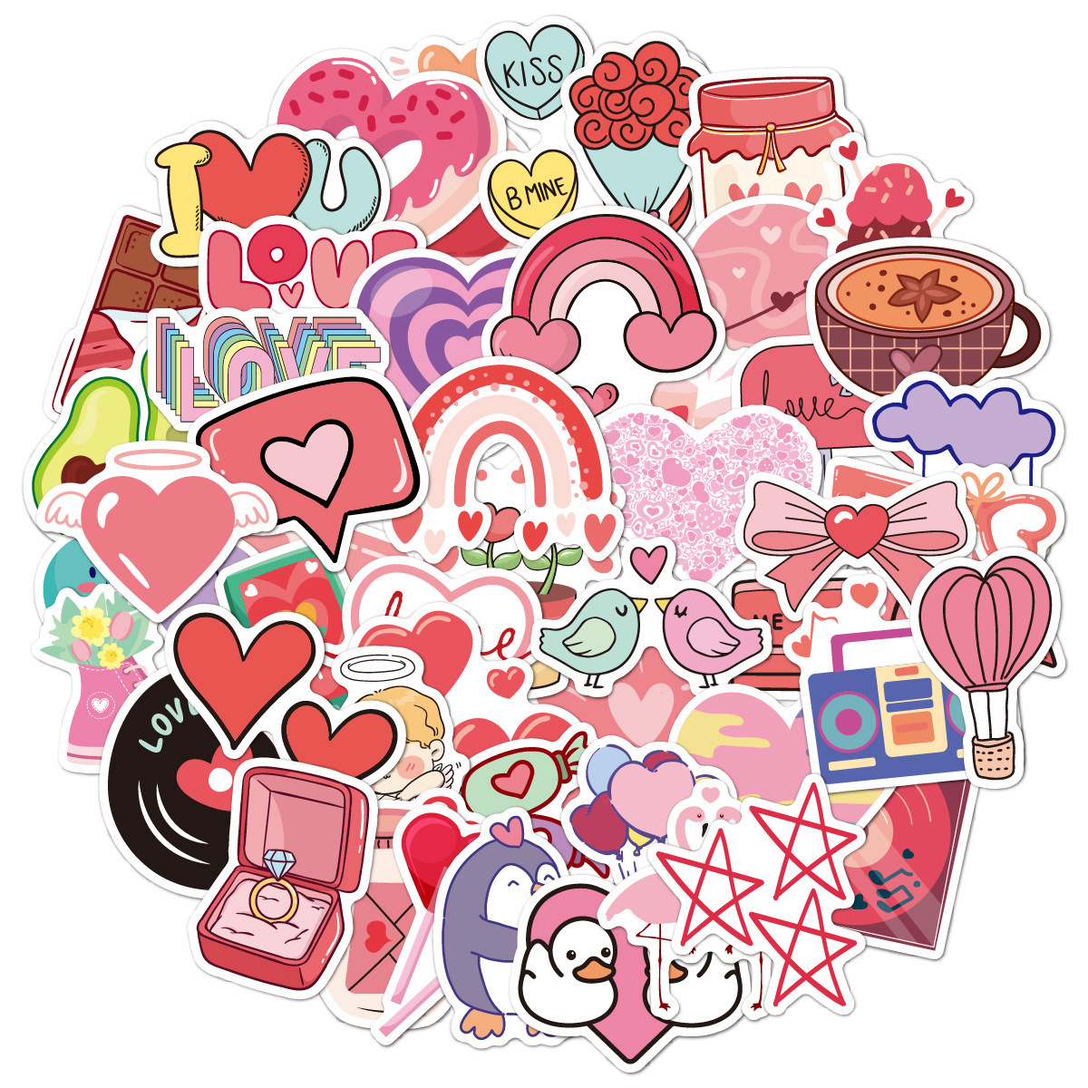 Love Heart Stickers 50-pak MultiColor N13 | Elgiganten | Elgiganten