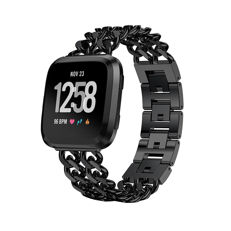 Alloy Double Row Chain til Fitbit Versa-serien Sort Fitbit Versa 1/2 ...