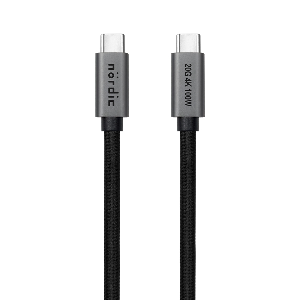 NÖRDIC 2m USB3.2 Gen2 SuperSpeed USB 20Gbps USB-C till C nylonflätad ...