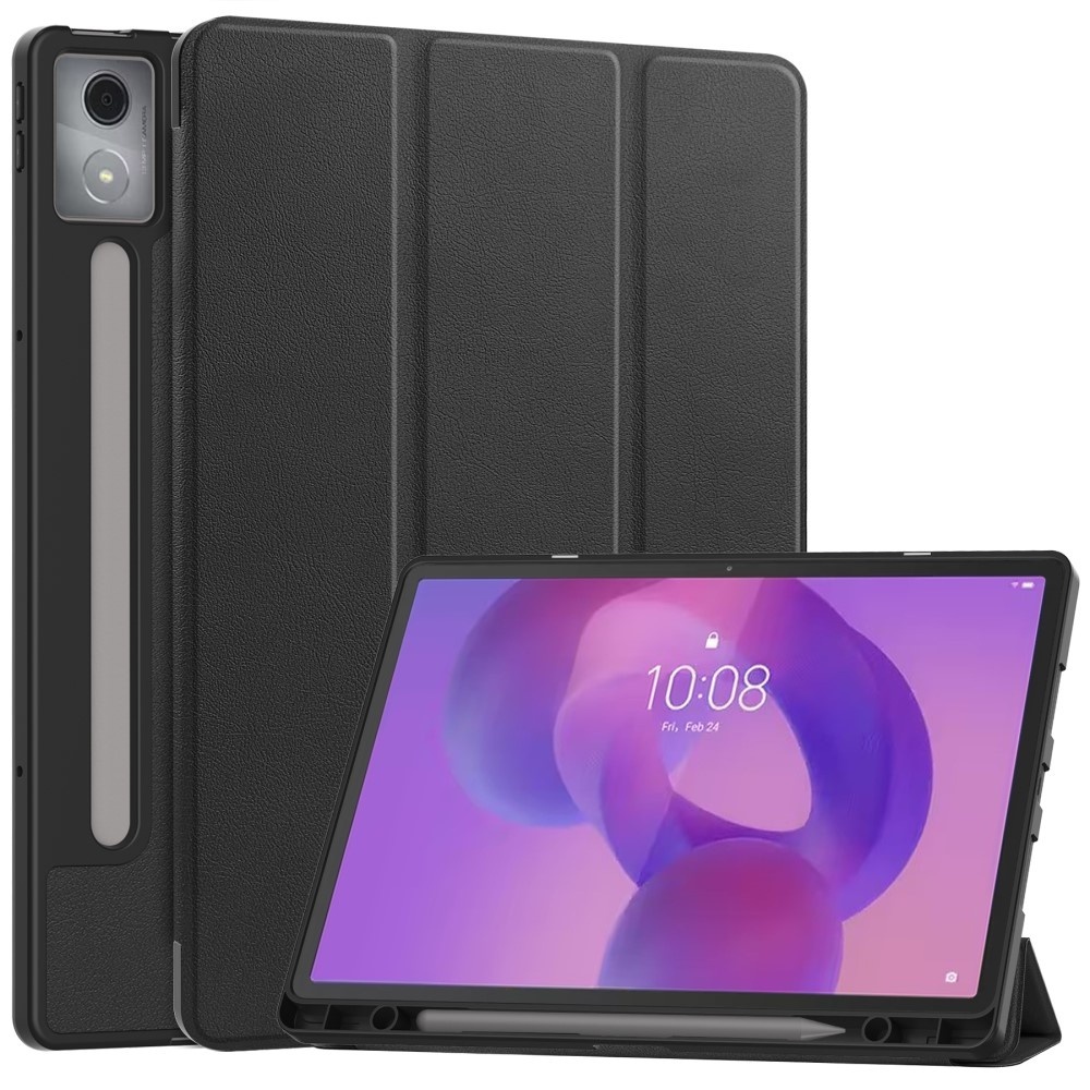 Til Lenovo Idea Tab Pro Case Tri-Fold Stand Cover med Pen Holder - Sort ...