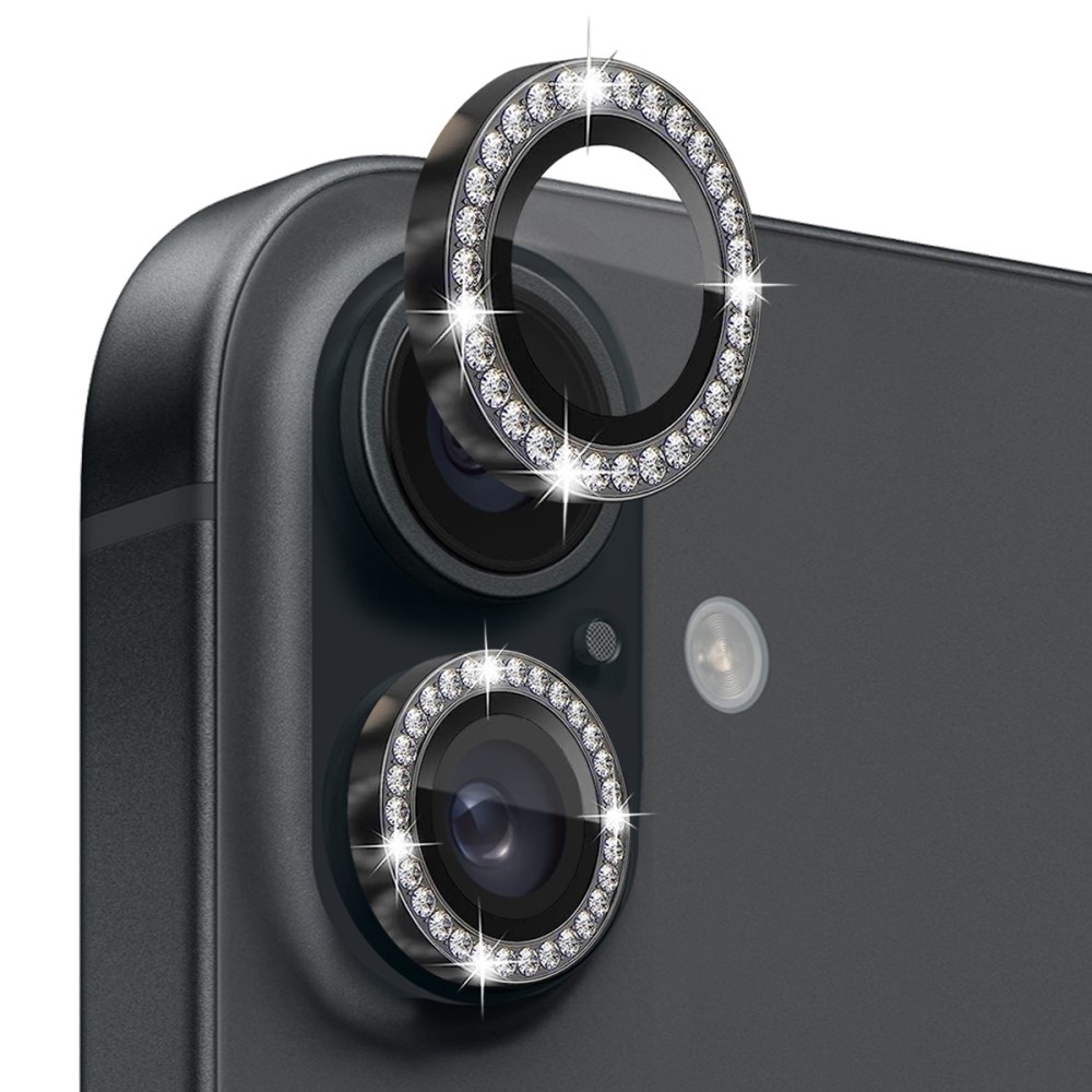 NORTHJO Kameralinsskydd med Strass för iPhone 16 / 16 Plus, Härdat Glas ...